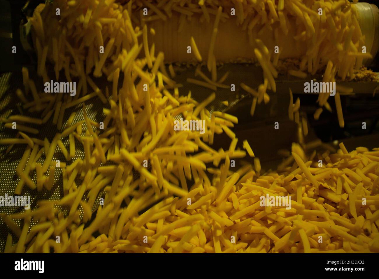Production line of a potato factory. French fries - fast food Stock ...