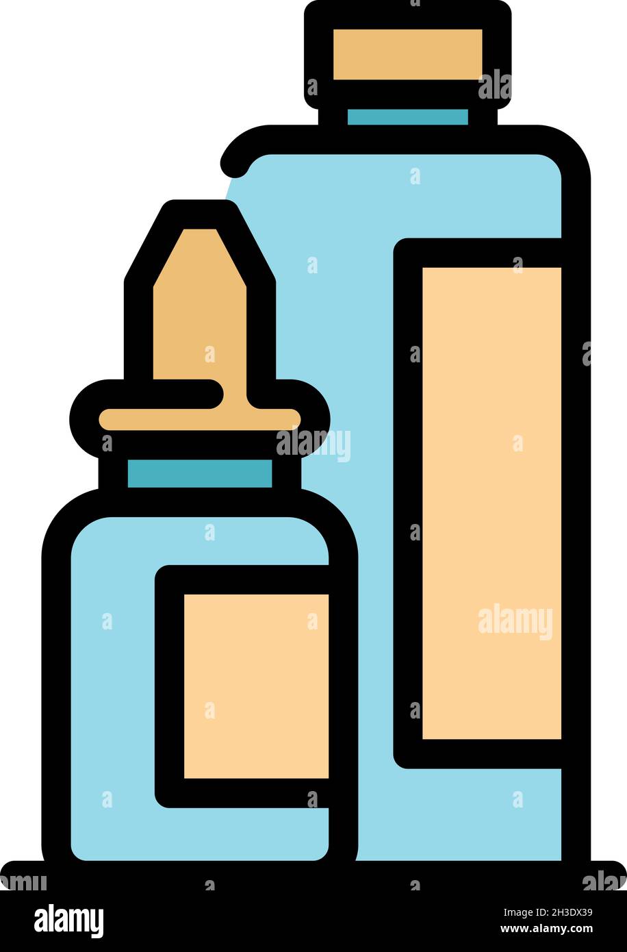 Remedy bottle icon. Outline remedy bottle vector icon color flat ...