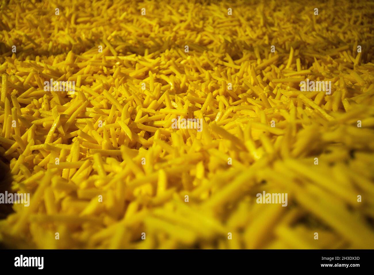 Production line of a potato factory. French fries - fast food Stock ...