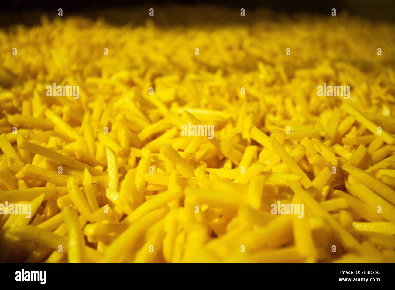 Production line of a potato factory. French fries - fast food Stock ...