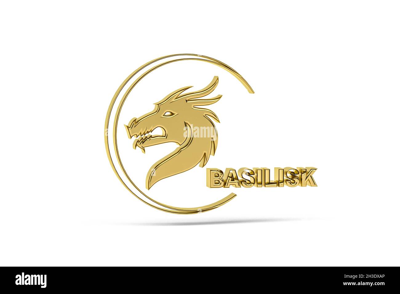 Golden 3d basilisk icon isolated on white background - 3d render Stock ...