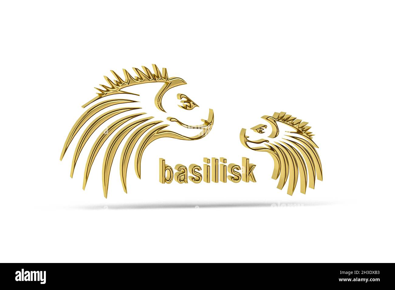 Golden 3d basilisk icon isolated on white background - 3d render Stock ...