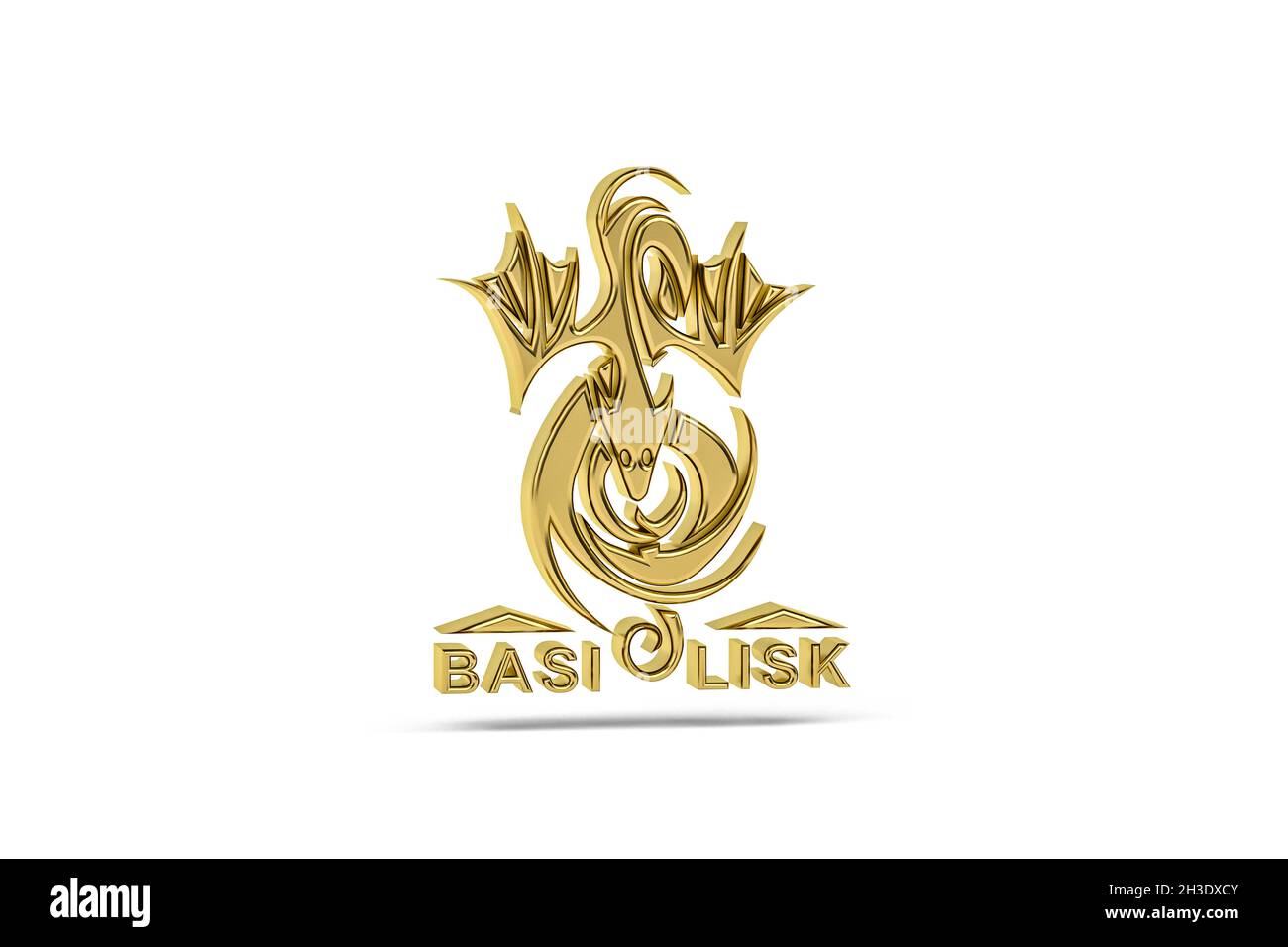 Golden 3d basilisk icon isolated on white background - 3d render Stock ...