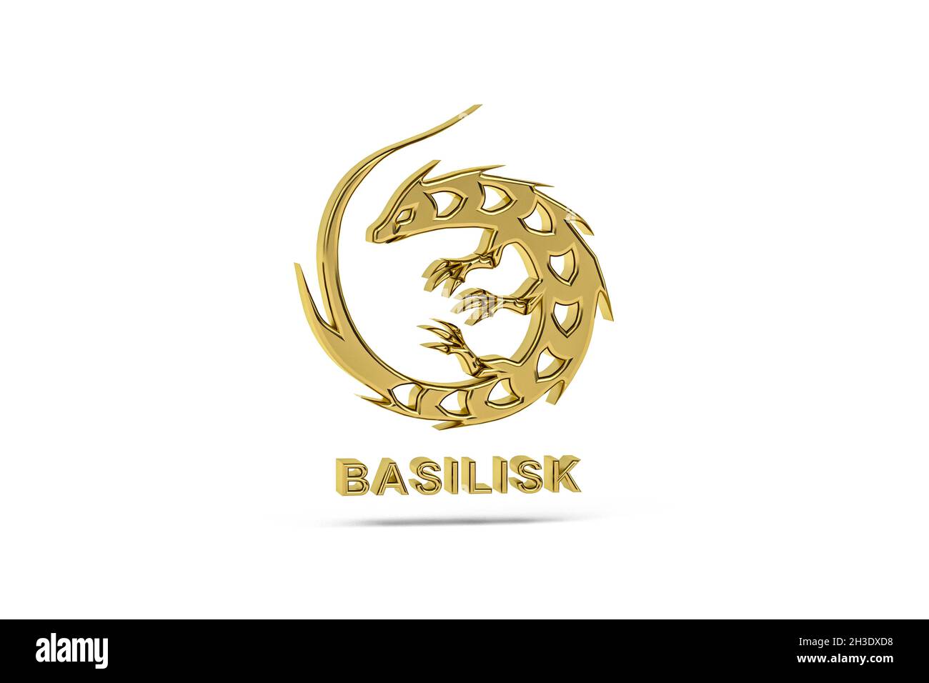 Golden 3d basilisk icon isolated on white background - 3d render Stock ...