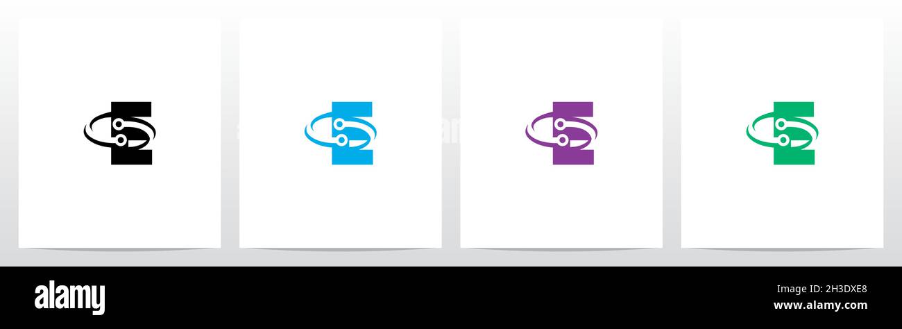 Nodes Orbiting Letter Logo Design E Stock Vector Image & Art - Alamy