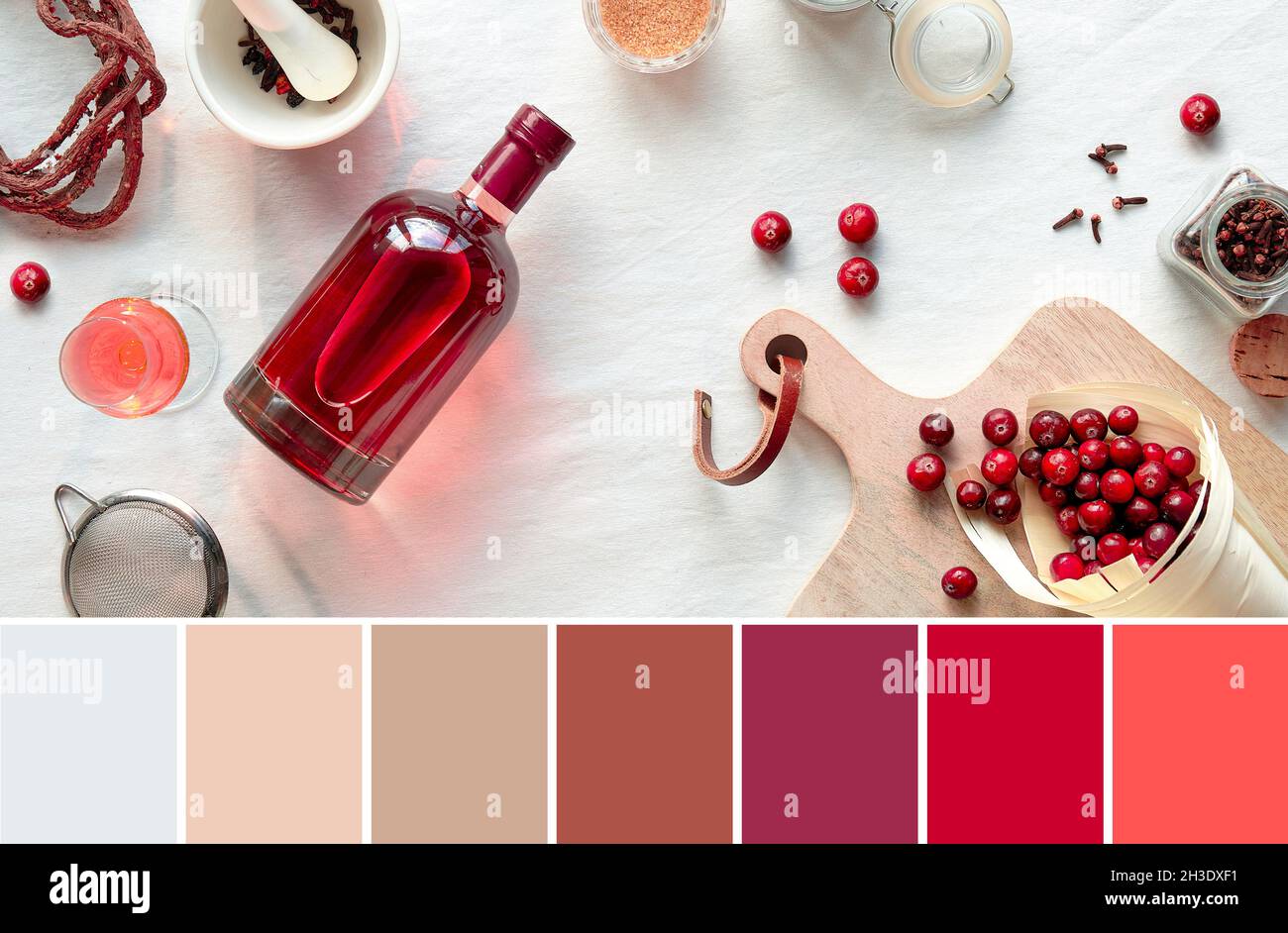 Color matching palette from image of home made cranberry tincture ...