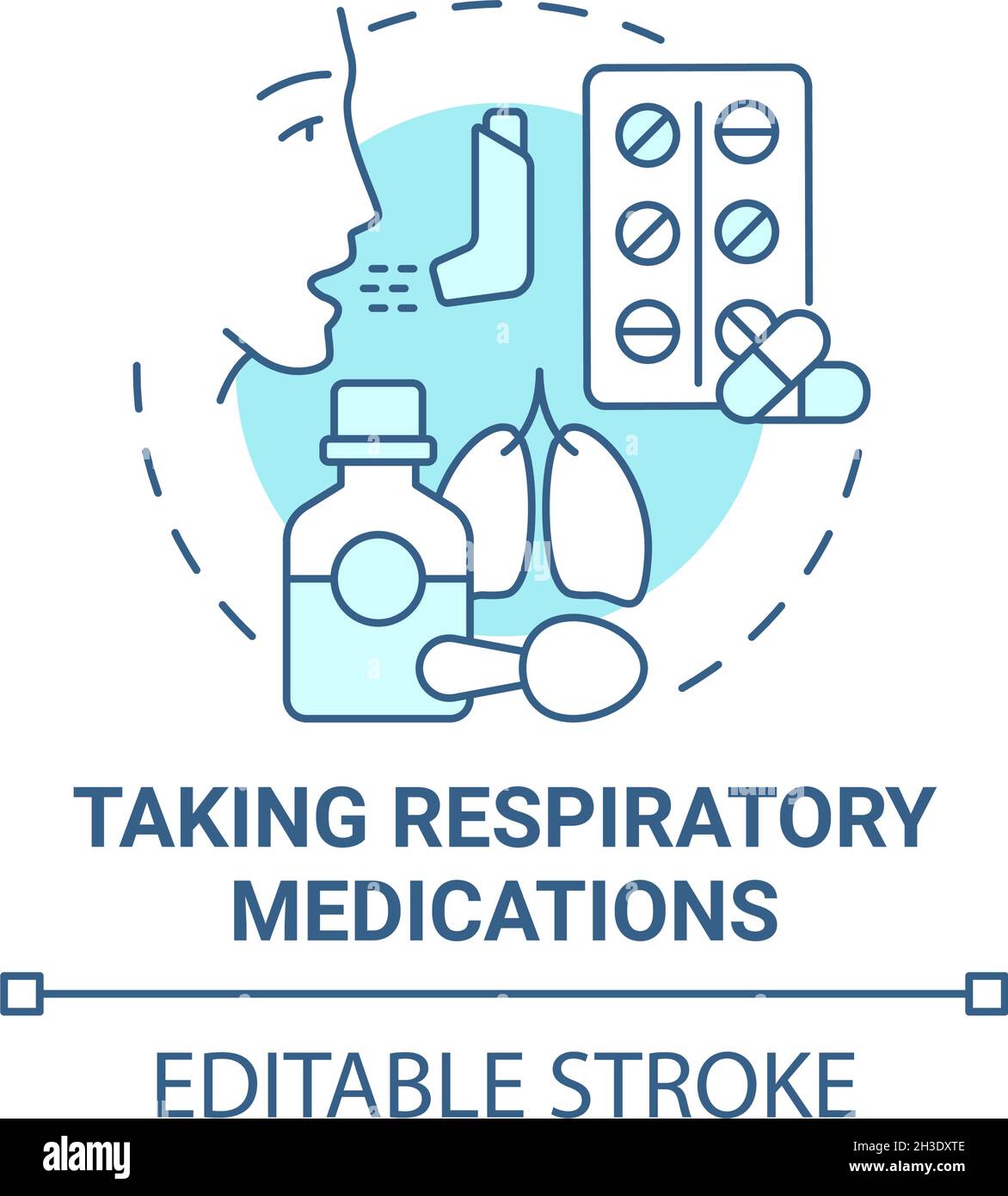 Taking respiratory medications blue concept icon Stock Vector Image ...