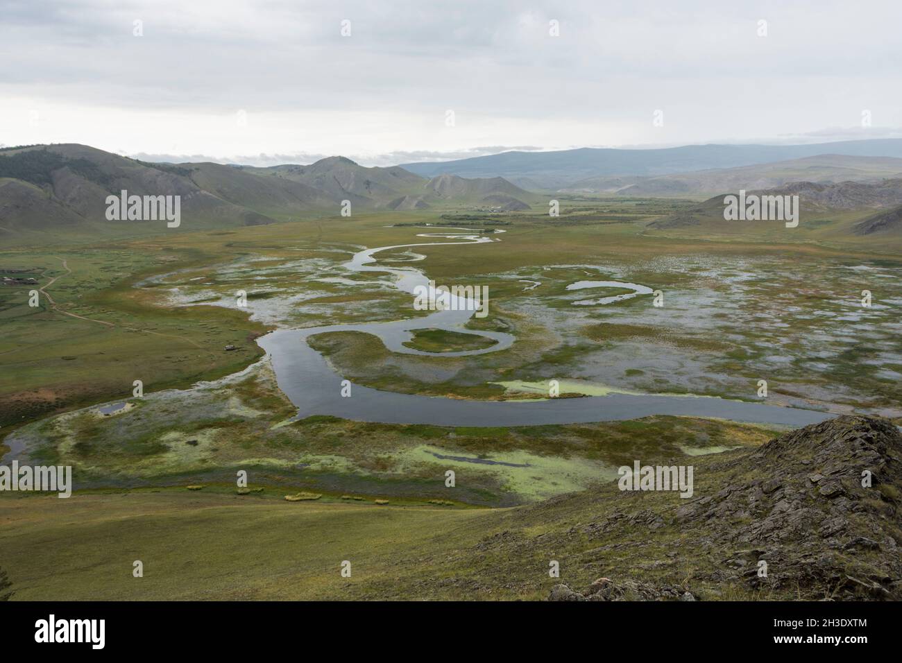 The beautiful delta of the Anga river before it flows into Lake Baikal ...