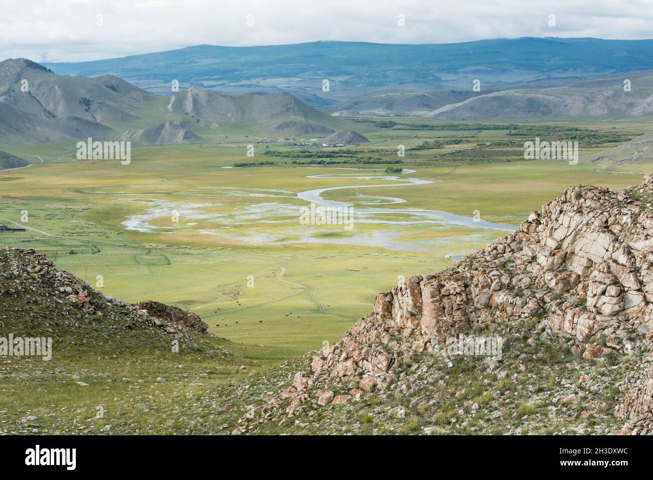 The beautiful delta of the Anga river before it flows into Lake Baikal ...