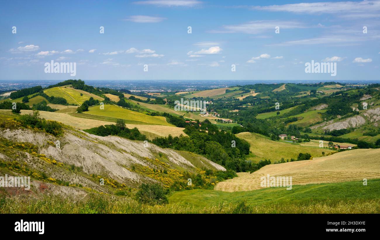 Country landscape along the road from Sassuolo to Serramazzoni, Modena ...
