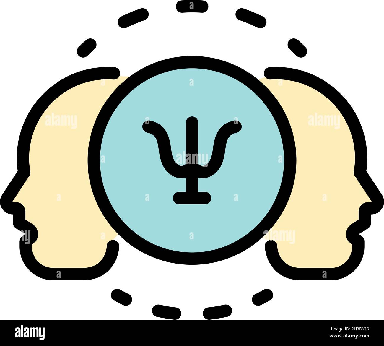 Two faces and psychology icon. Outline two faces and psychology vector ...