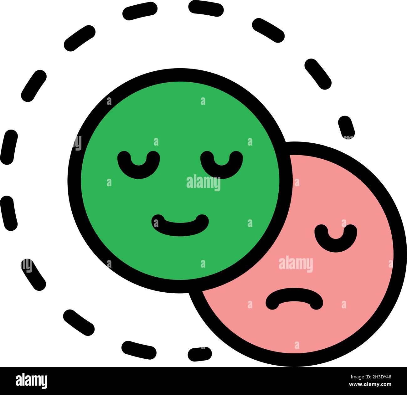 Happy and sad smile icon. Outline happy and sad smile vector icon color ...