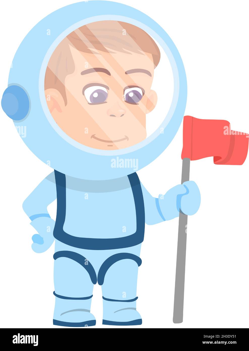 Cartoon astronaut. Spaceman with red flag. Cute character Stock Vector ...