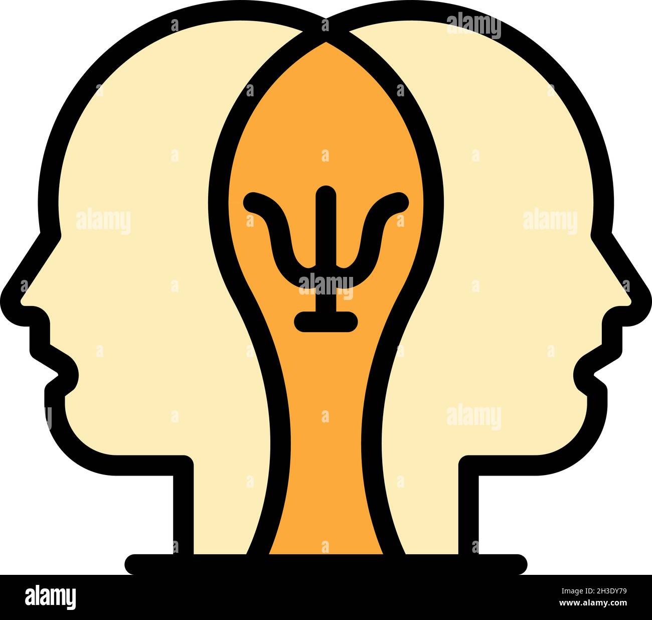 Two heads psychology icon. Outline two heads psychology vector icon ...
