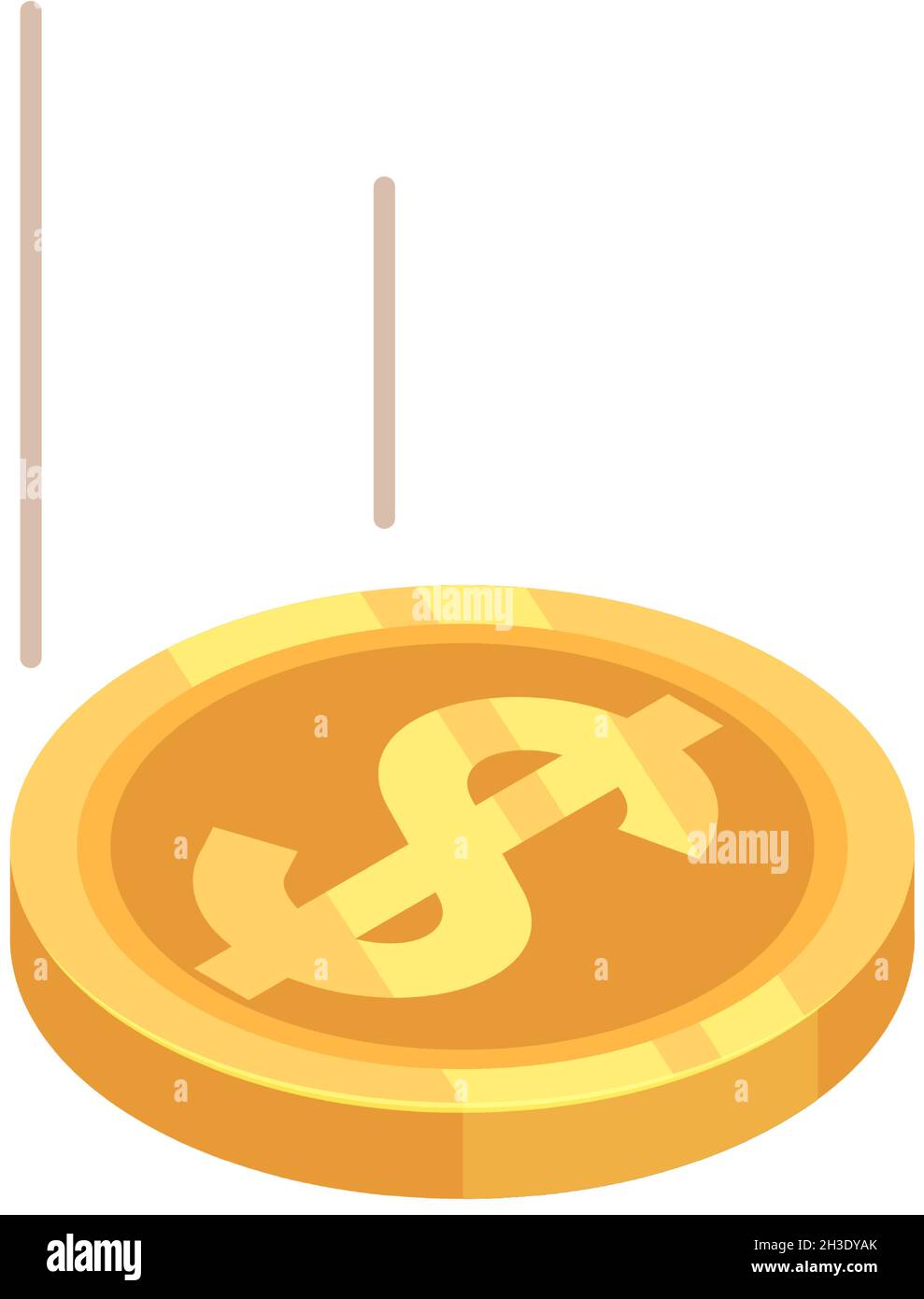 Falling dollar icon. Golden coin flying. Money drop Stock Vector Image ...