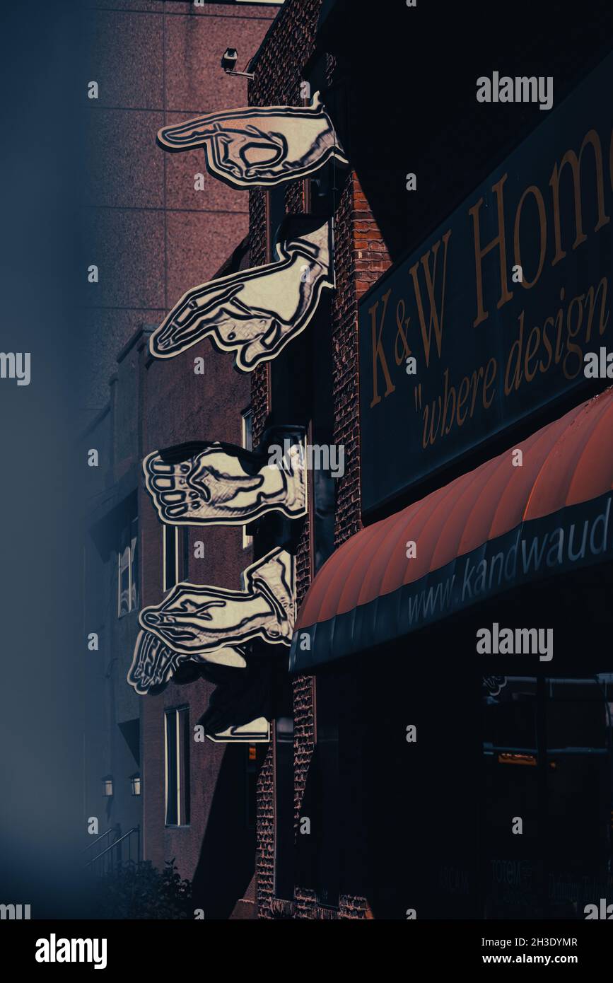 CALGARY, CANADA - Oct 27, 2021: Sign language hand signs depicted on ...