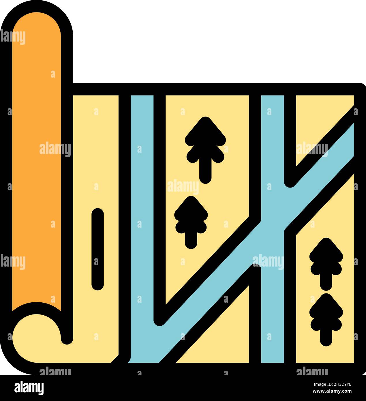 Paper map icon. Outline paper map vector icon color flat isolated Stock ...