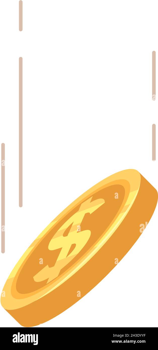 Golden coin flying. Money falling. Dollar drop Stock Vector Image & Art ...
