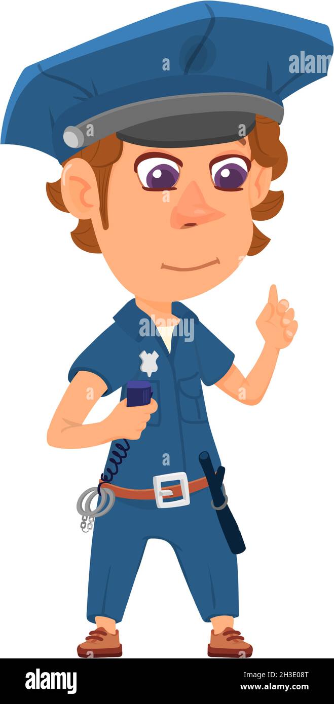 Police officer. Cute boy in uniform. Cartoon character Stock Vector ...