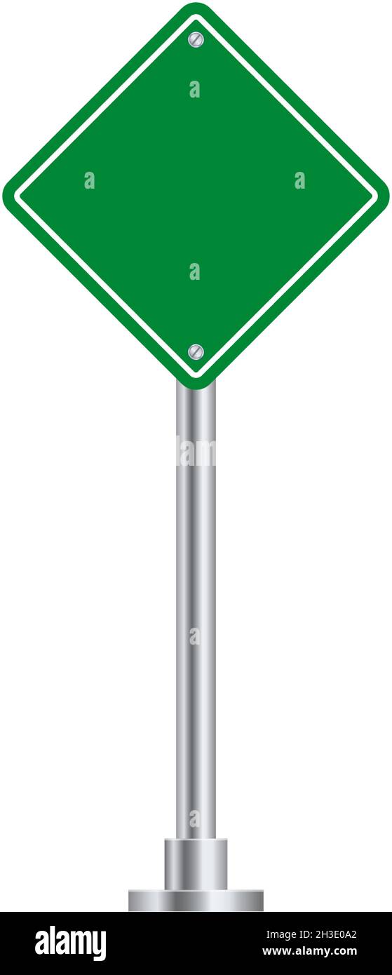 Green rhombus road sign. Highway traffic signboard Stock Vector Image ...
