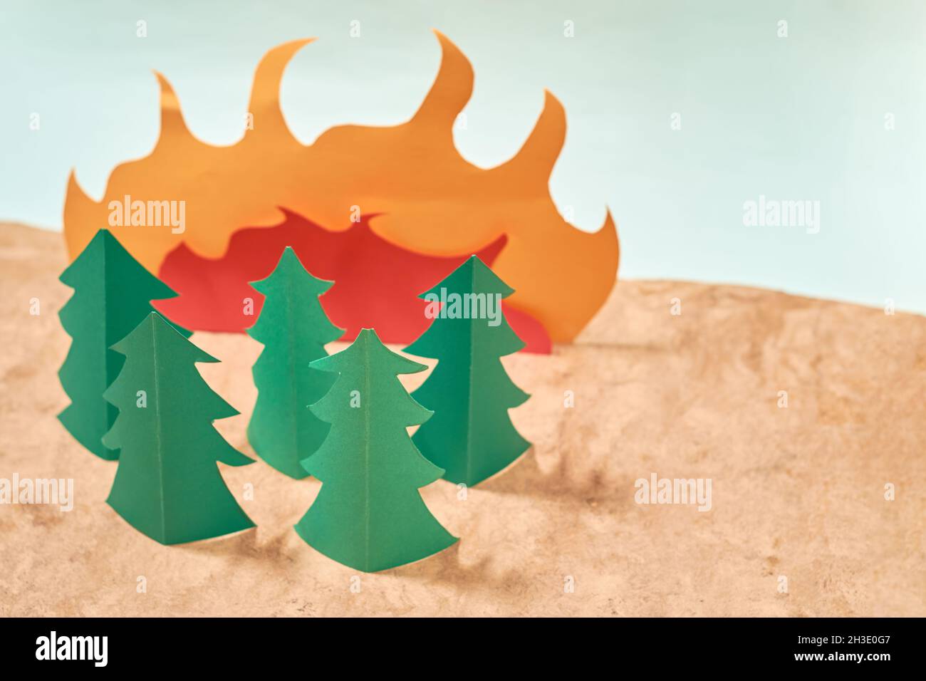 Forest landscape in forest fire. Paper origami concept Stock Photo - Alamy