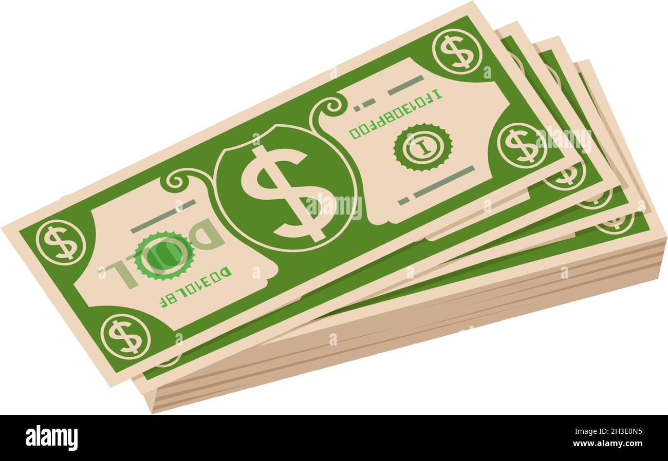 Dollar bill stack. Pack of paper money. Cash pile Stock Vector Image ...