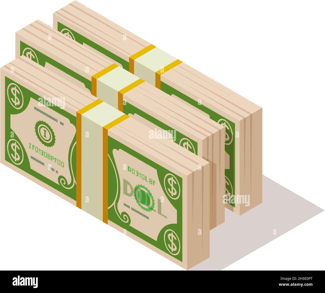 Banknote packs. Cash stack of dollar bills. Paper money Stock Vector ...