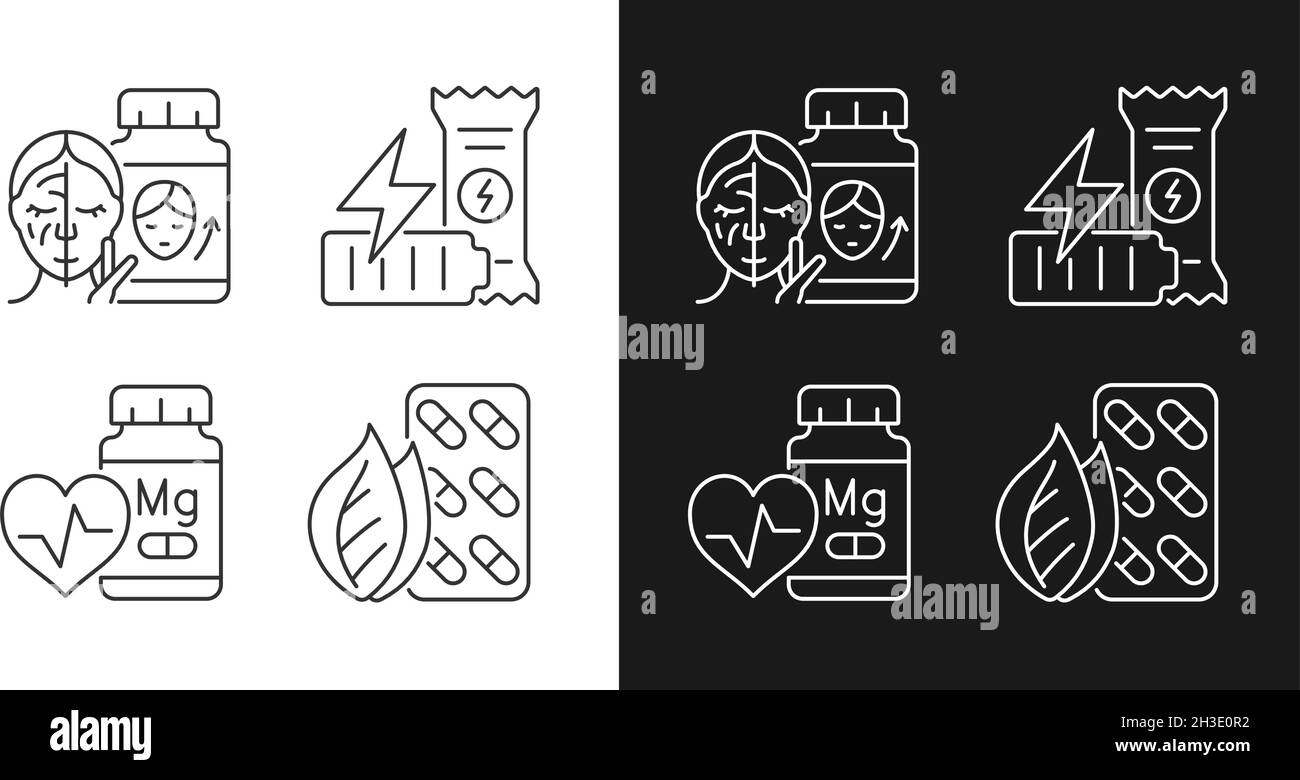 Food supplements linear icons set for dark and light mode Stock Vector ...