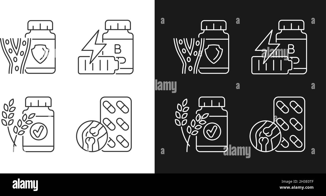 Food supplements linear icons set for dark and light mode Stock Vector ...