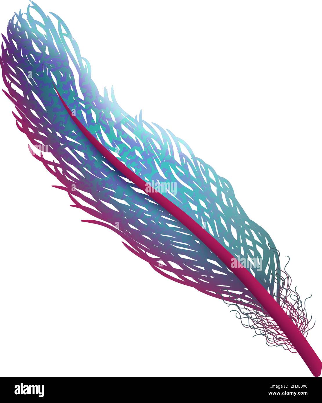 Long blue quill. Parrot wing feather. Exotic bird plumage Stock Vector ...