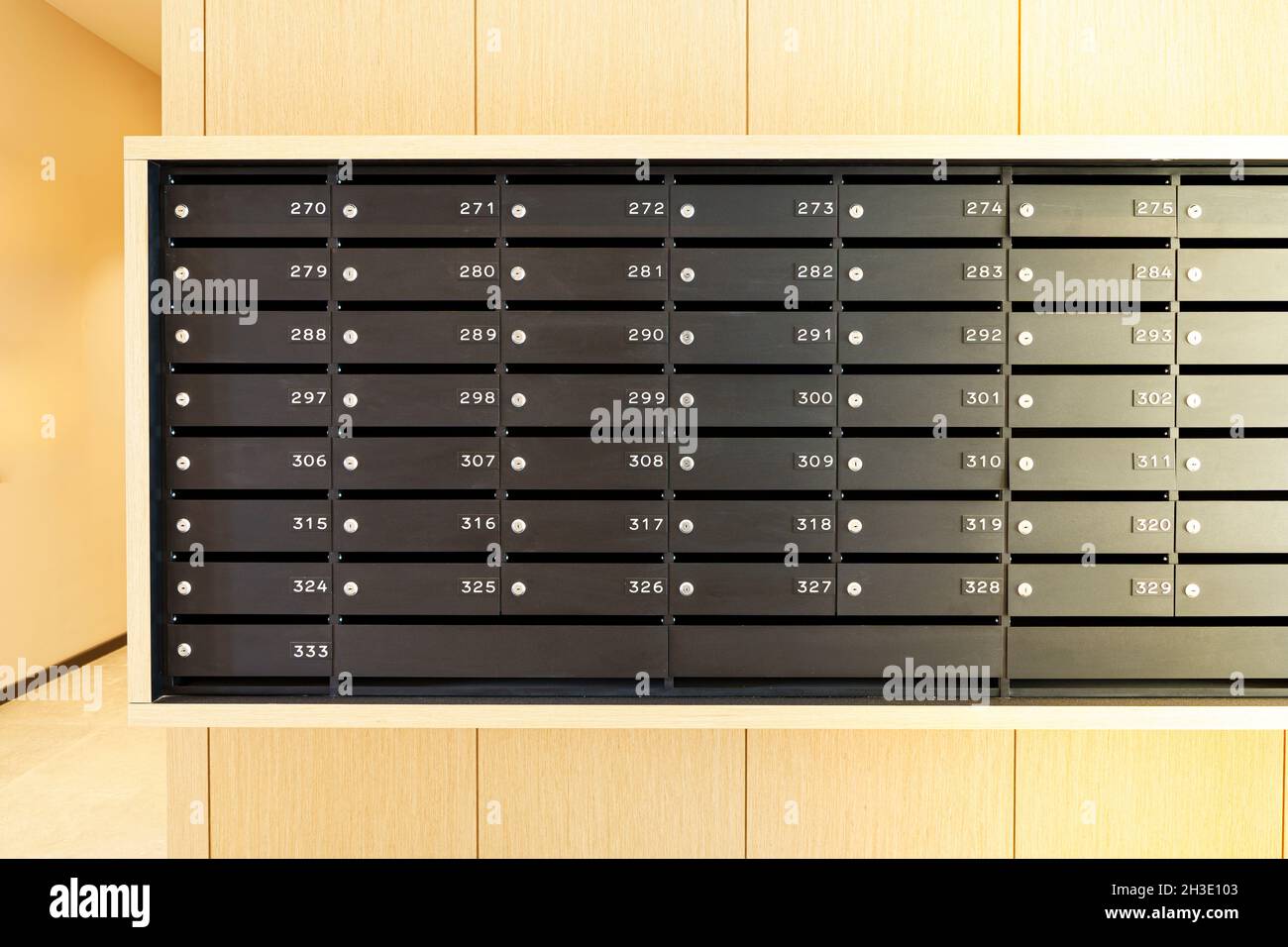 Mailboxes for letters and correspondence. Modern black mailboxes with ...