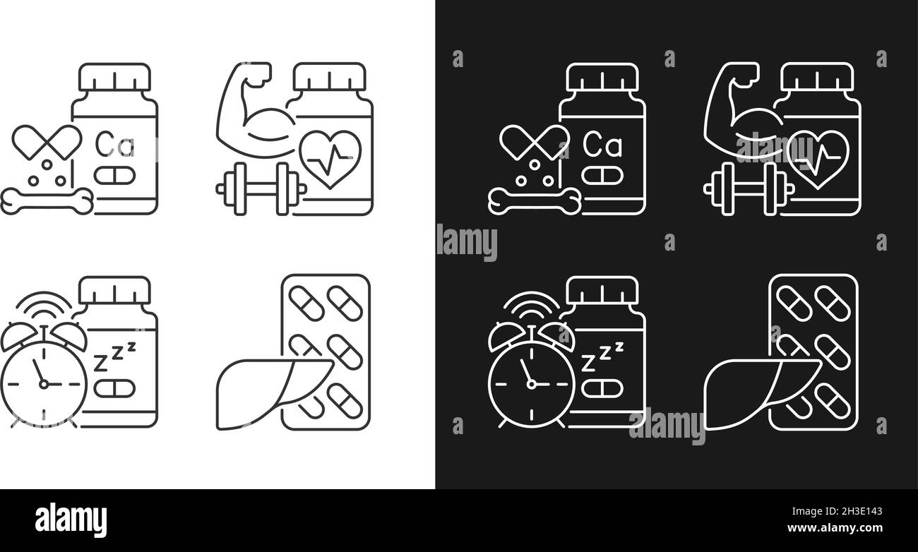 Food supplements linear icons set for dark and light mode Stock Vector ...