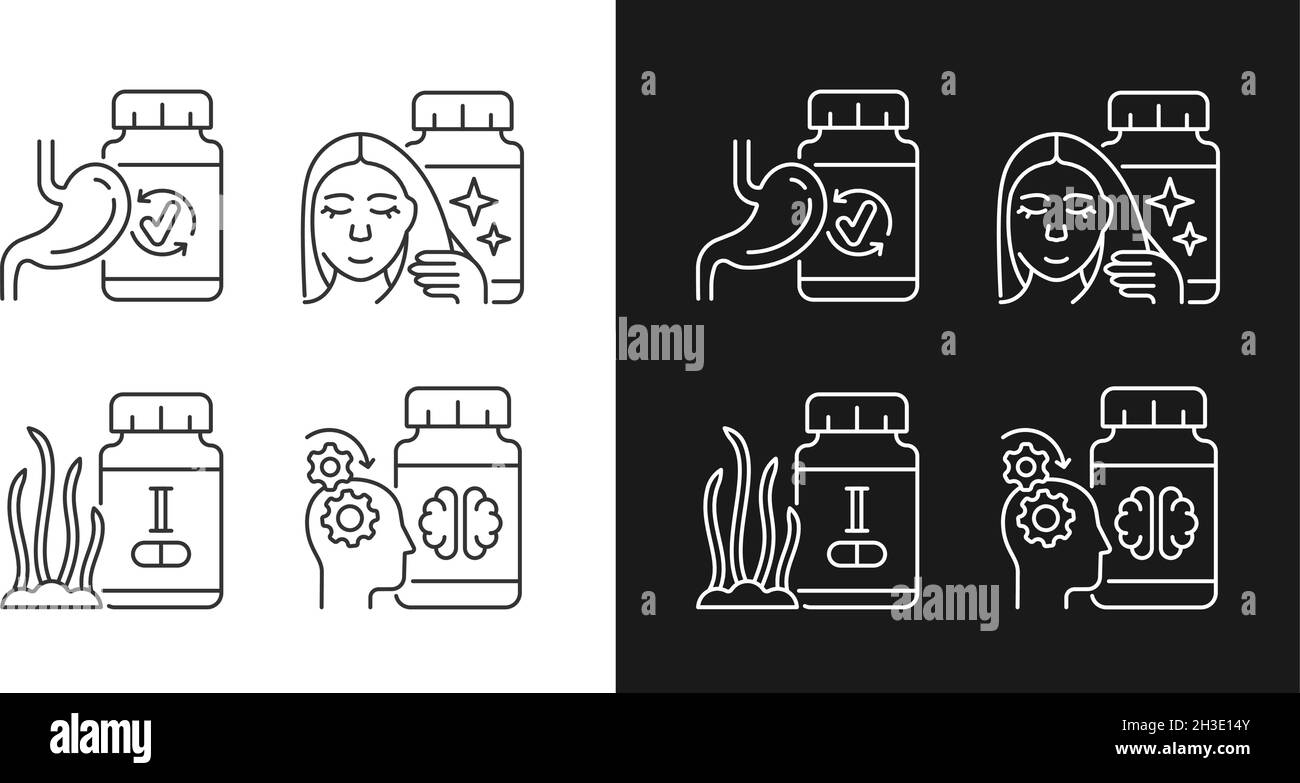 Food supplements linear icons set for dark and light mode Stock Vector ...