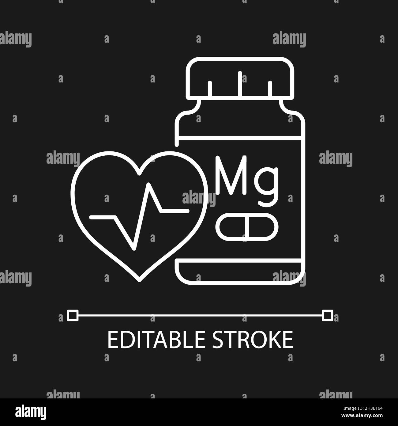 Magnesium supplements white linear icon for dark theme Stock Vector ...