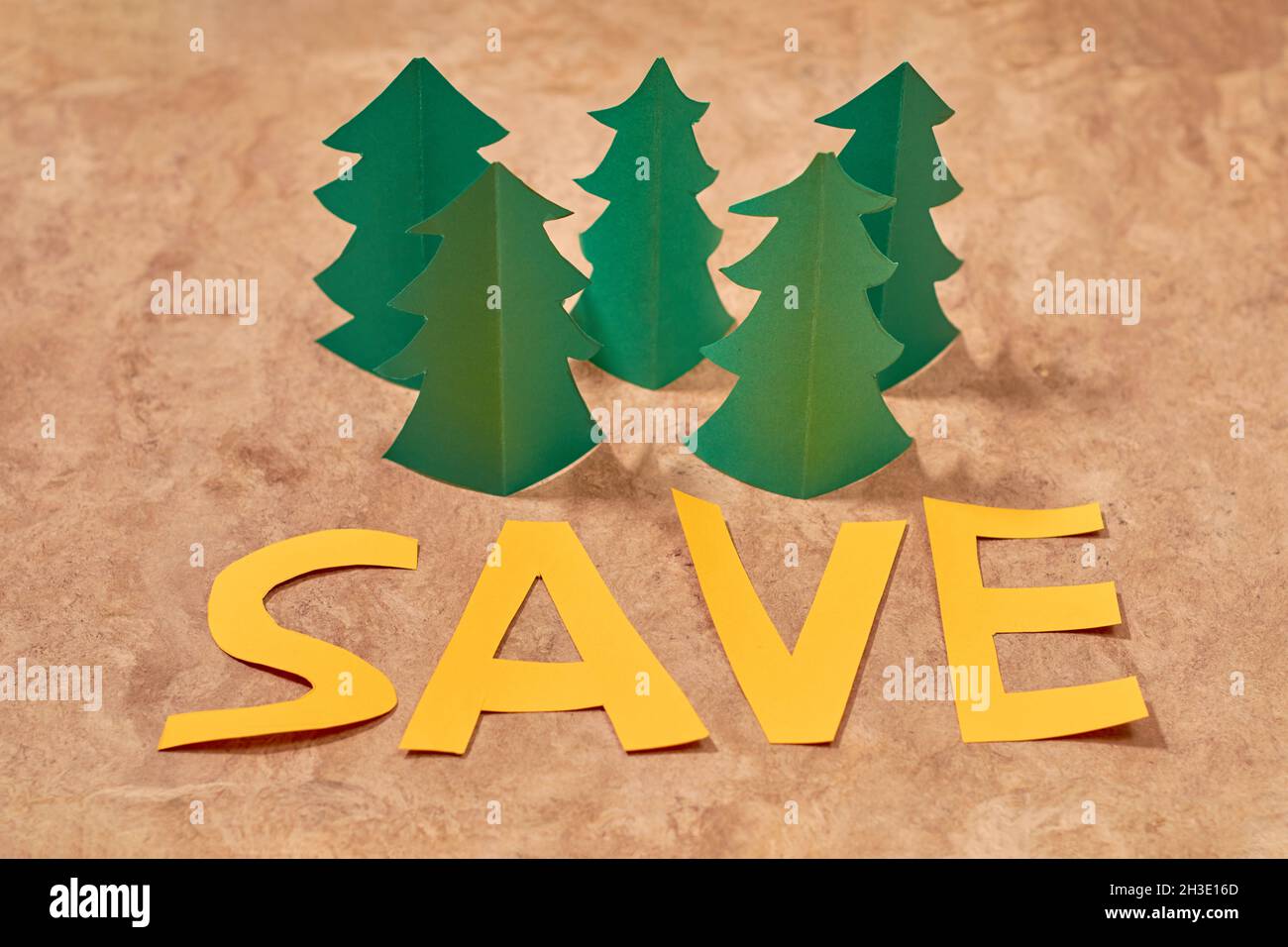 Forest conservation, forest landscape made with paper. Paper art ...