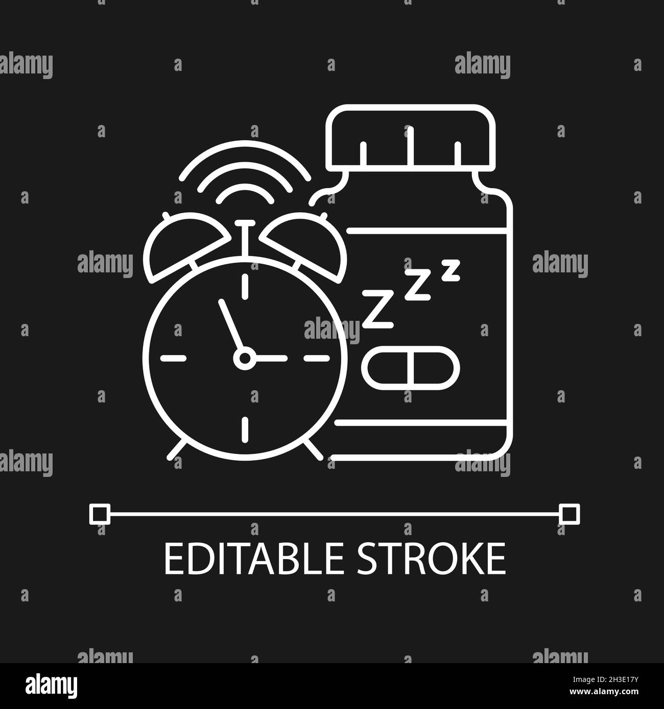 Supplements for insomnia white linear icon for dark theme Stock Vector ...