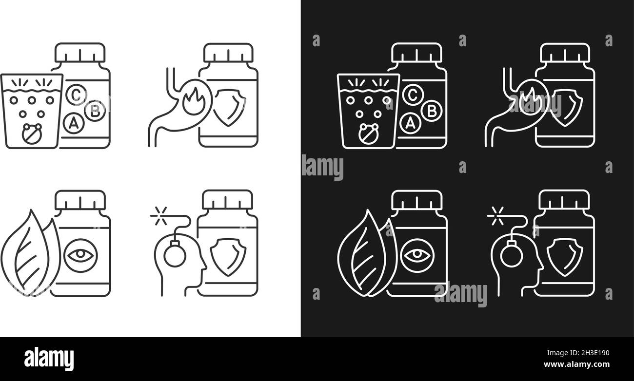 Food supplements linear icons set for dark and light mode Stock Vector ...