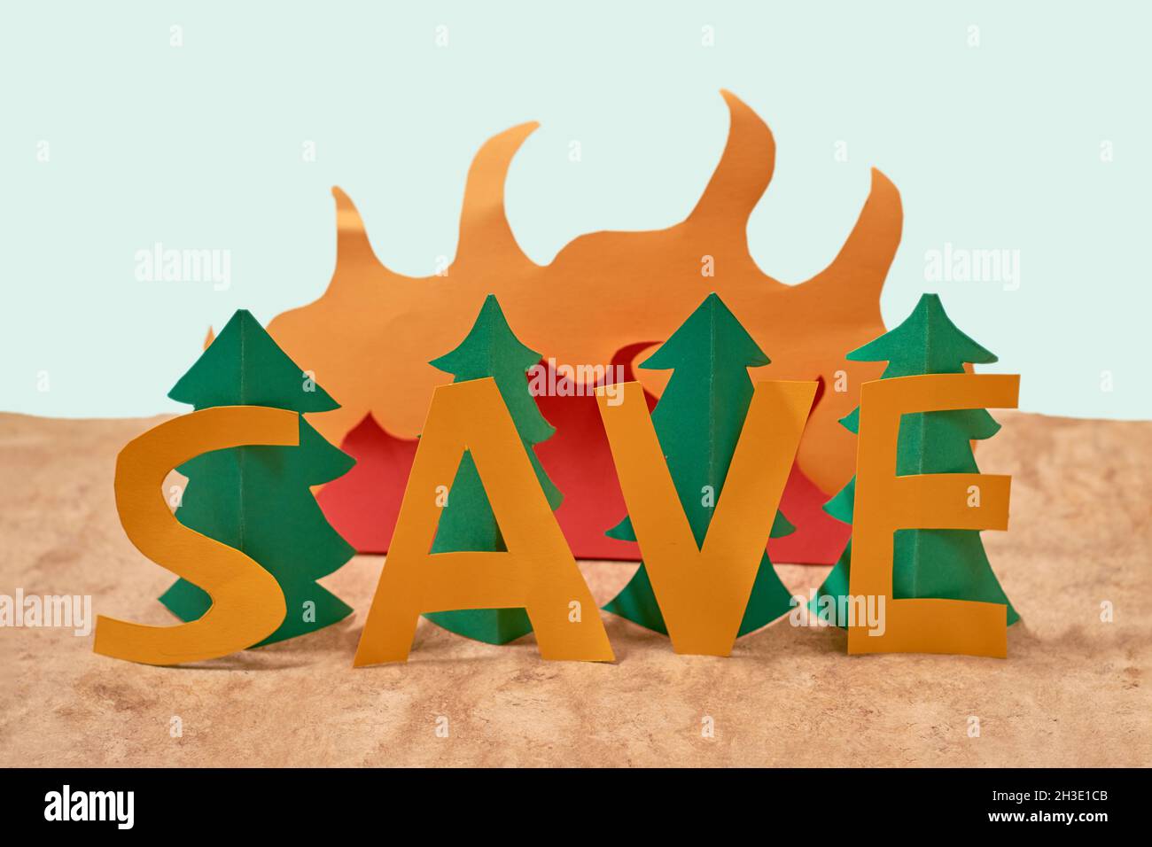 Forest landscape in forest fire. Paper origami concept Stock Photo - Alamy