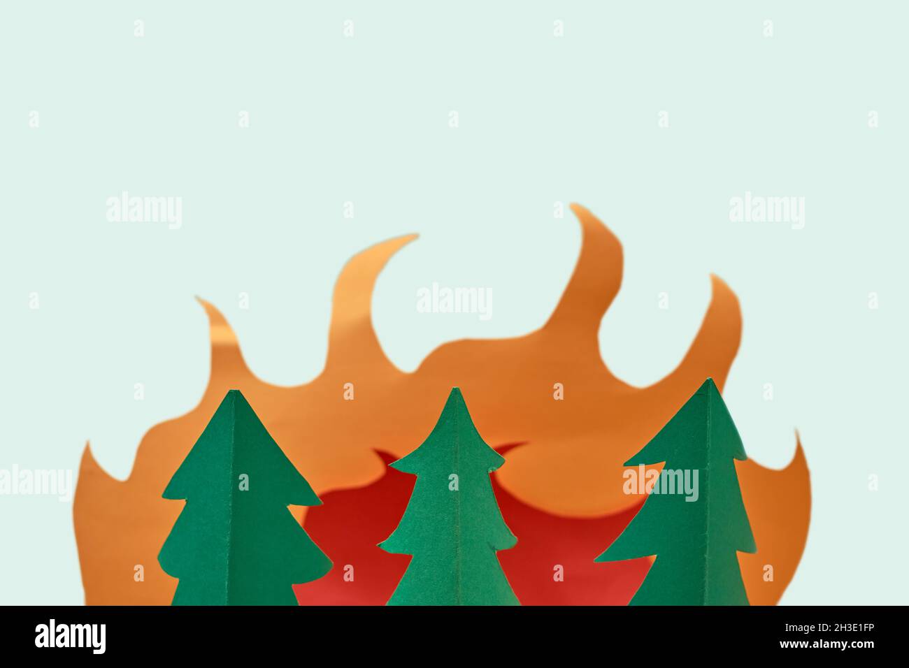 Forest landscape in forest fire. Concept art with paper Stock Photo - Alamy