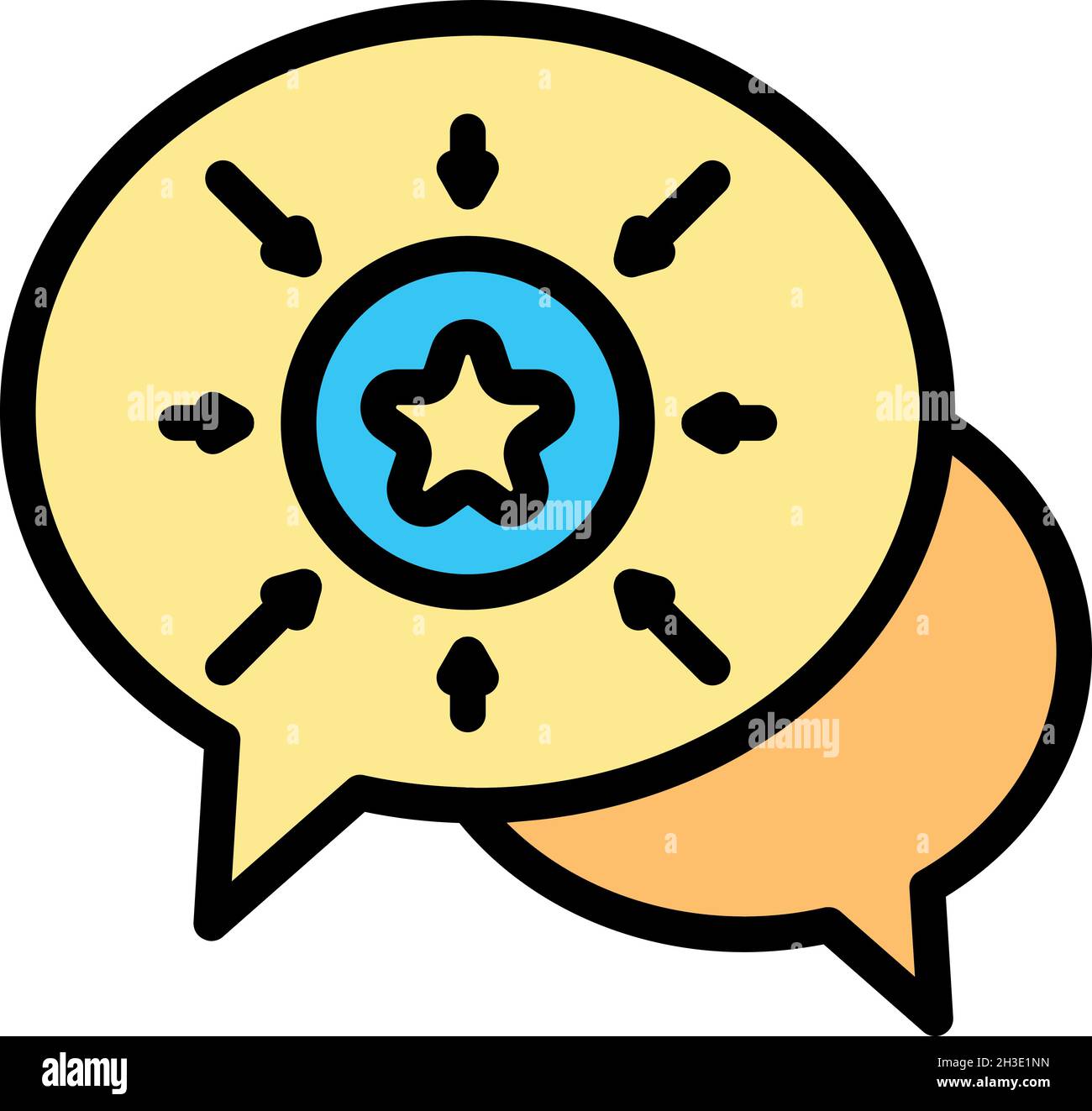 Chat bubbles and star icon. Outline chat bubbles and star vector icon ...