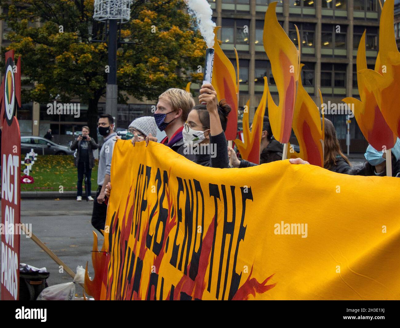 Glasgow, Scotland, UK. Oct, 2021. Field of Climate Fire art ...