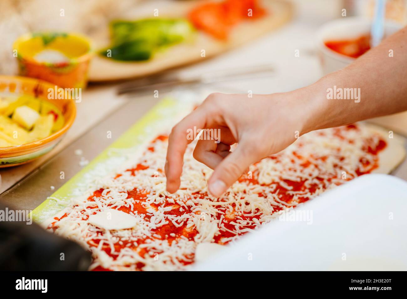 Homemade pizza baking with outdoor traditional pizza over Stock Photo ...