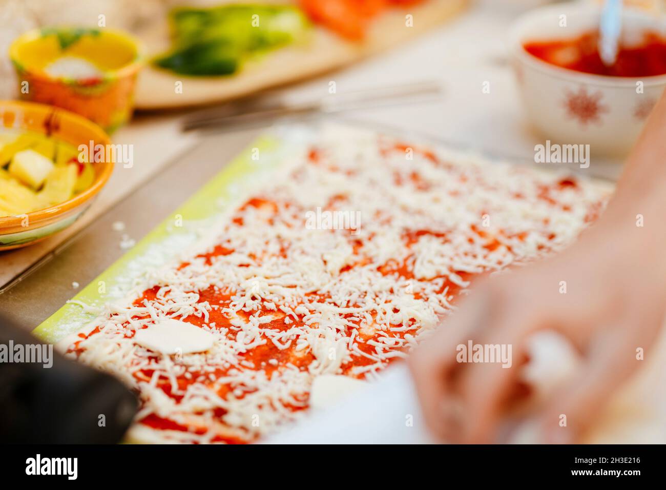 Homemade pizza baking with outdoor traditional pizza over Stock Photo ...