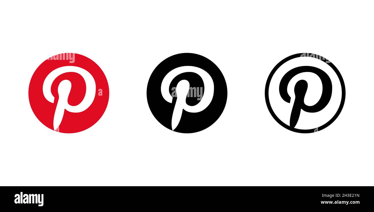 Pinterest logo icon isolated on white background. Editorial image ...