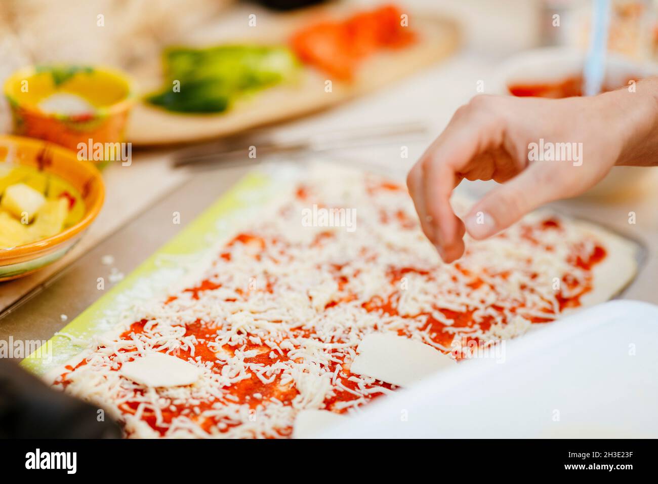 Homemade pizza baking with outdoor traditional pizza over Stock Photo ...