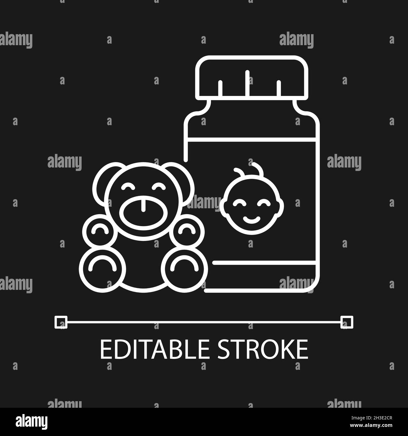 Kid growth supplements white linear icon for dark theme Stock Vector ...