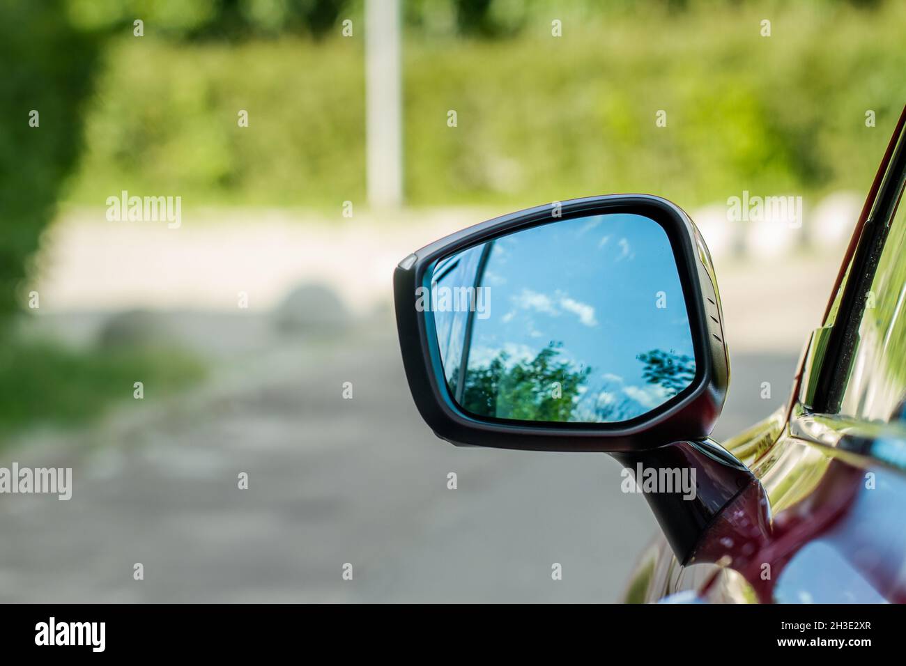 Rear view mirror of a modern car Stock Photo - Alamy