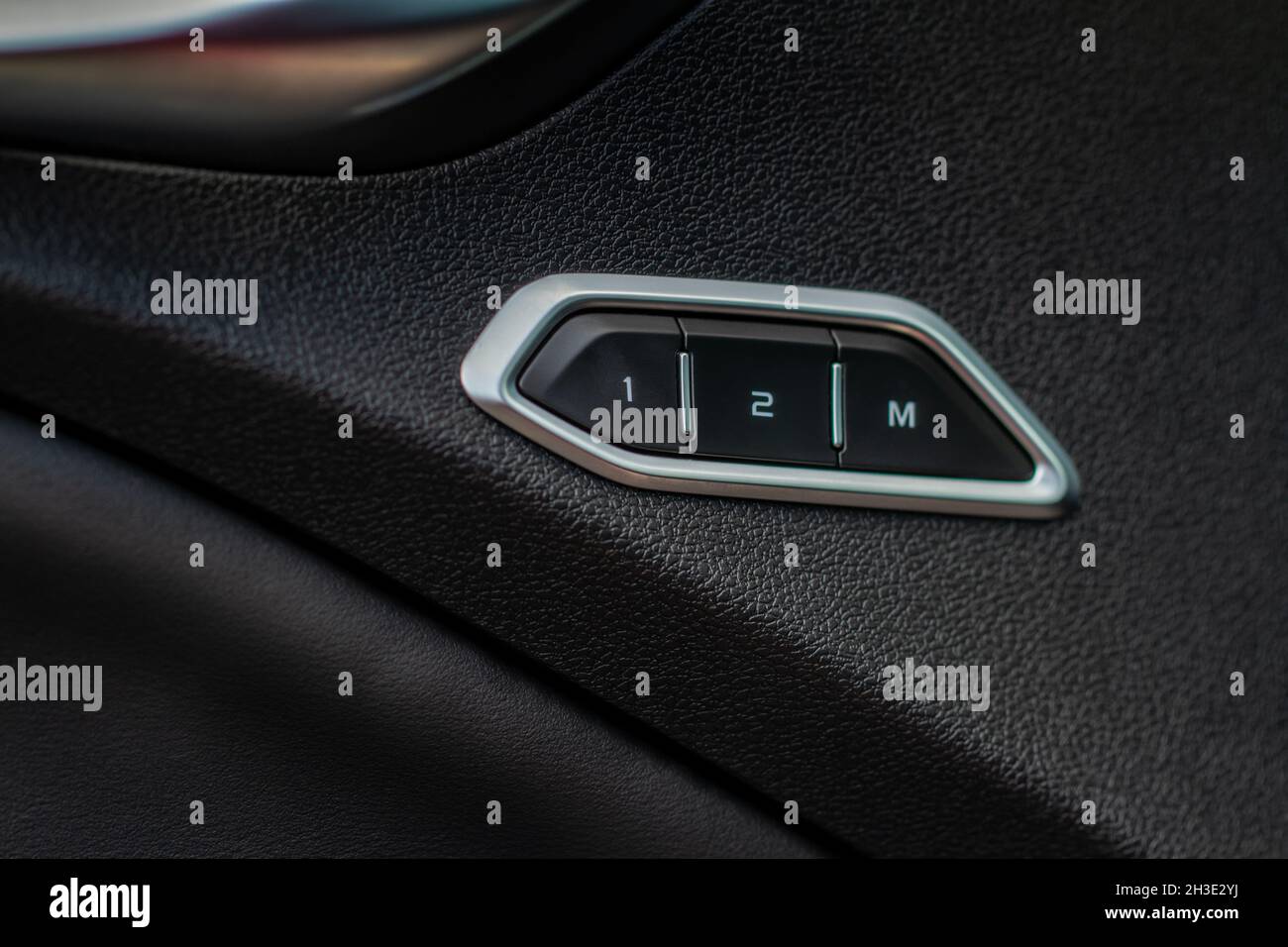 Electric car seat adjustment control panel close up view. Adjustable ...