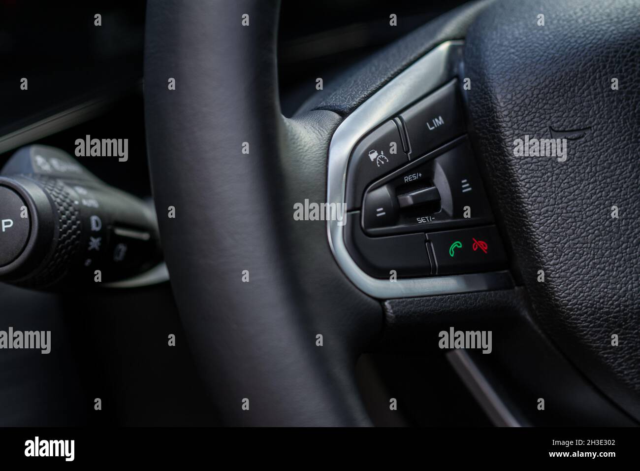 Cruise control switch closeup. Adaptive cruise control leaver. Cruise ...