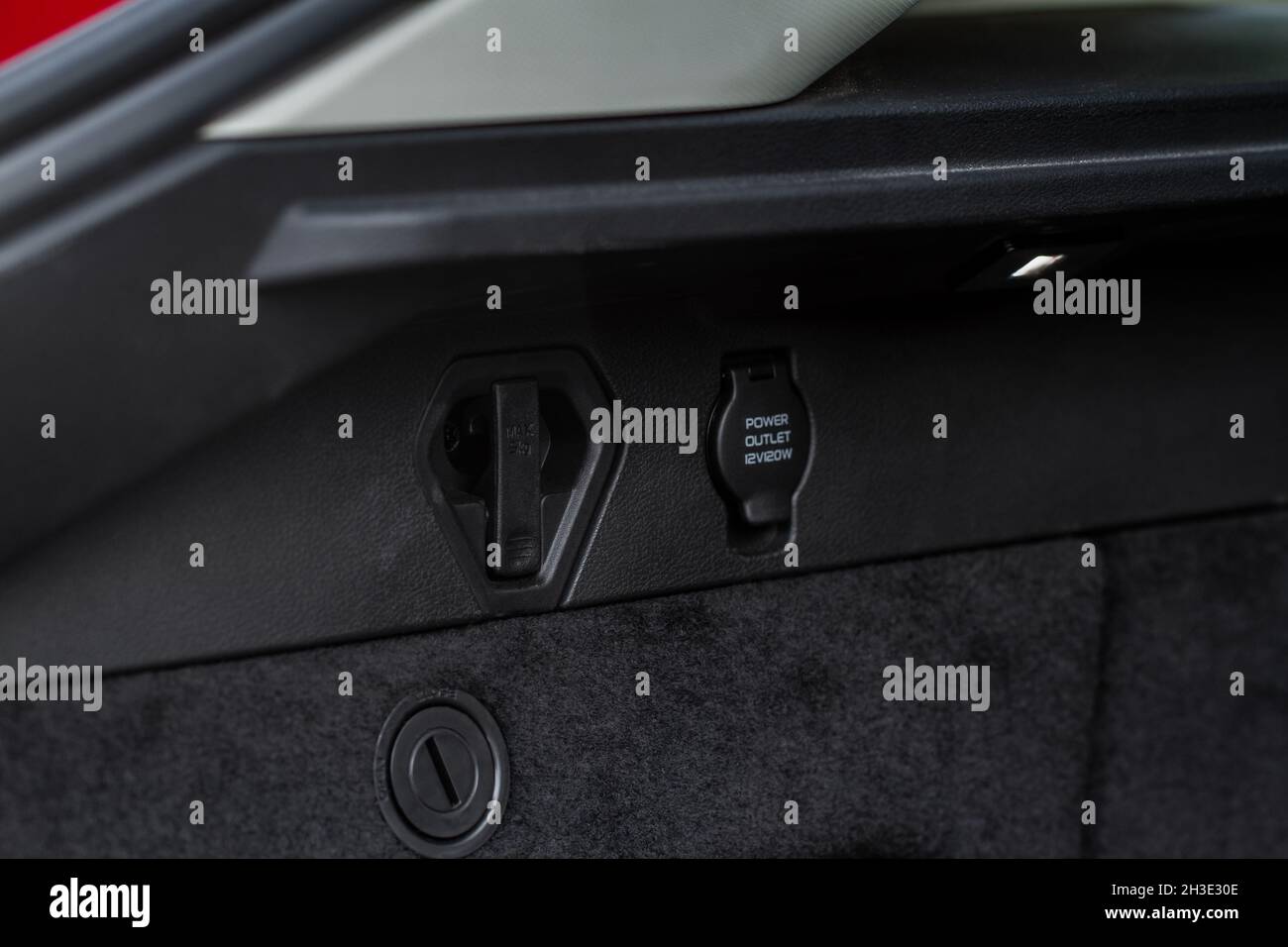 Modern car outlet socket. Closed 12V power outlet socket Stock Photo ...